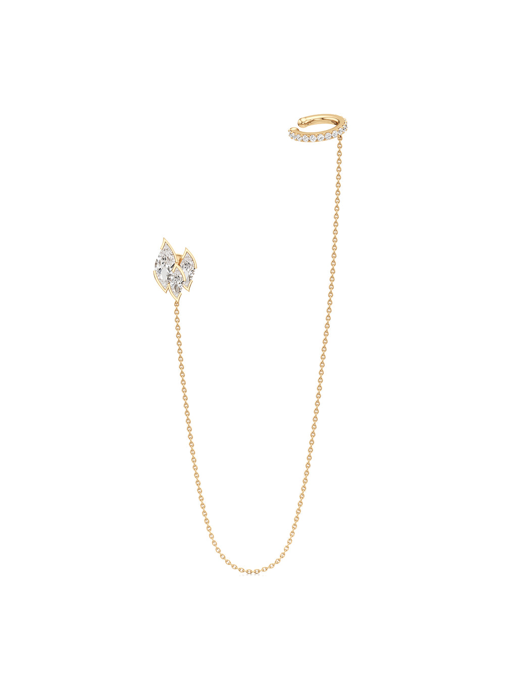 Flame Ember, 18K Yellow Gold + Diamond Chain Cuff Earring – The ...